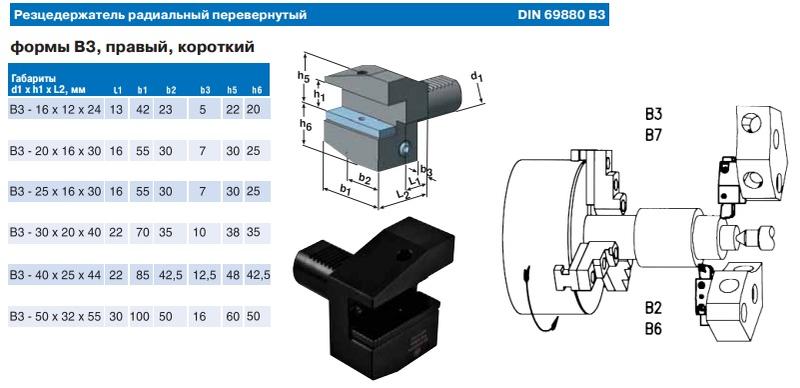 Резцедержатель радиальный В3-40х25х44 правый перевернутый с хвостовиком ...